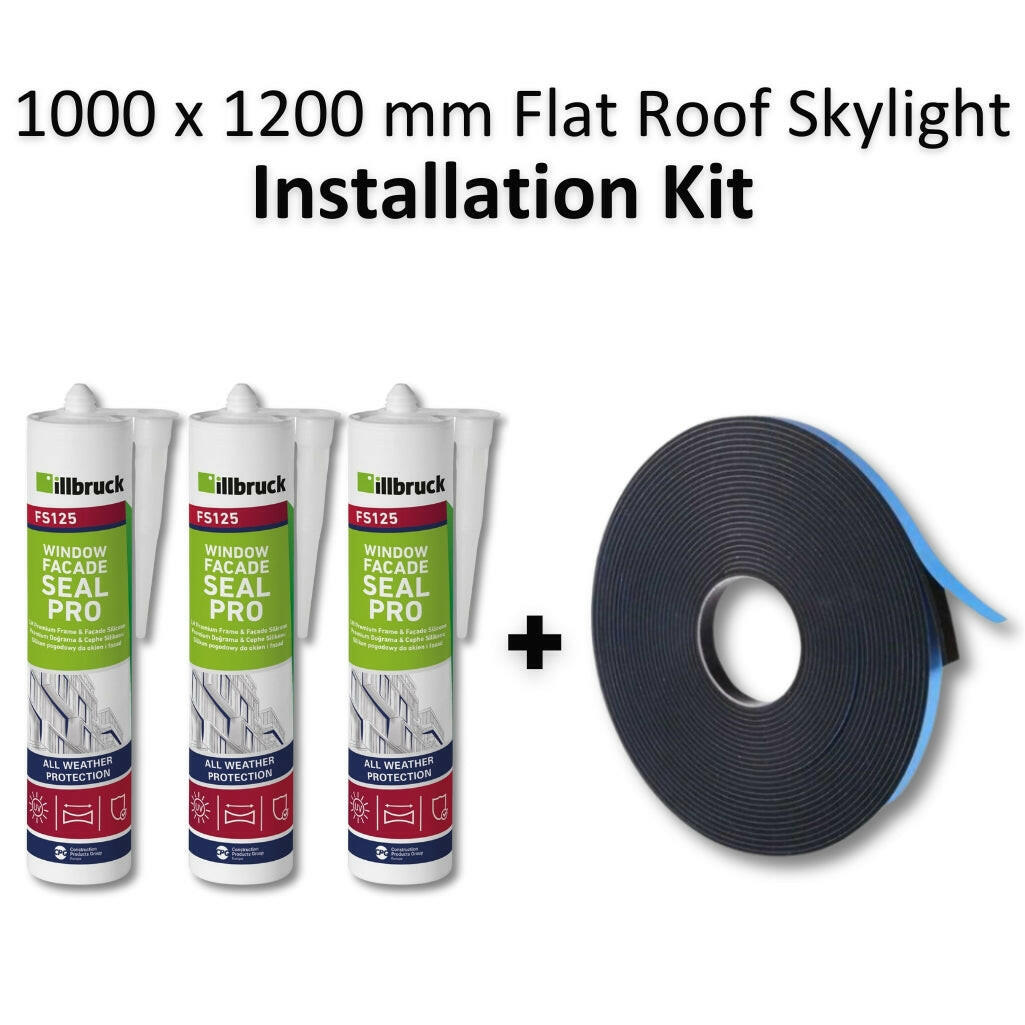 1000 x 1200 mm Flat Roof Skylight Installation Kit | Skylight Factory