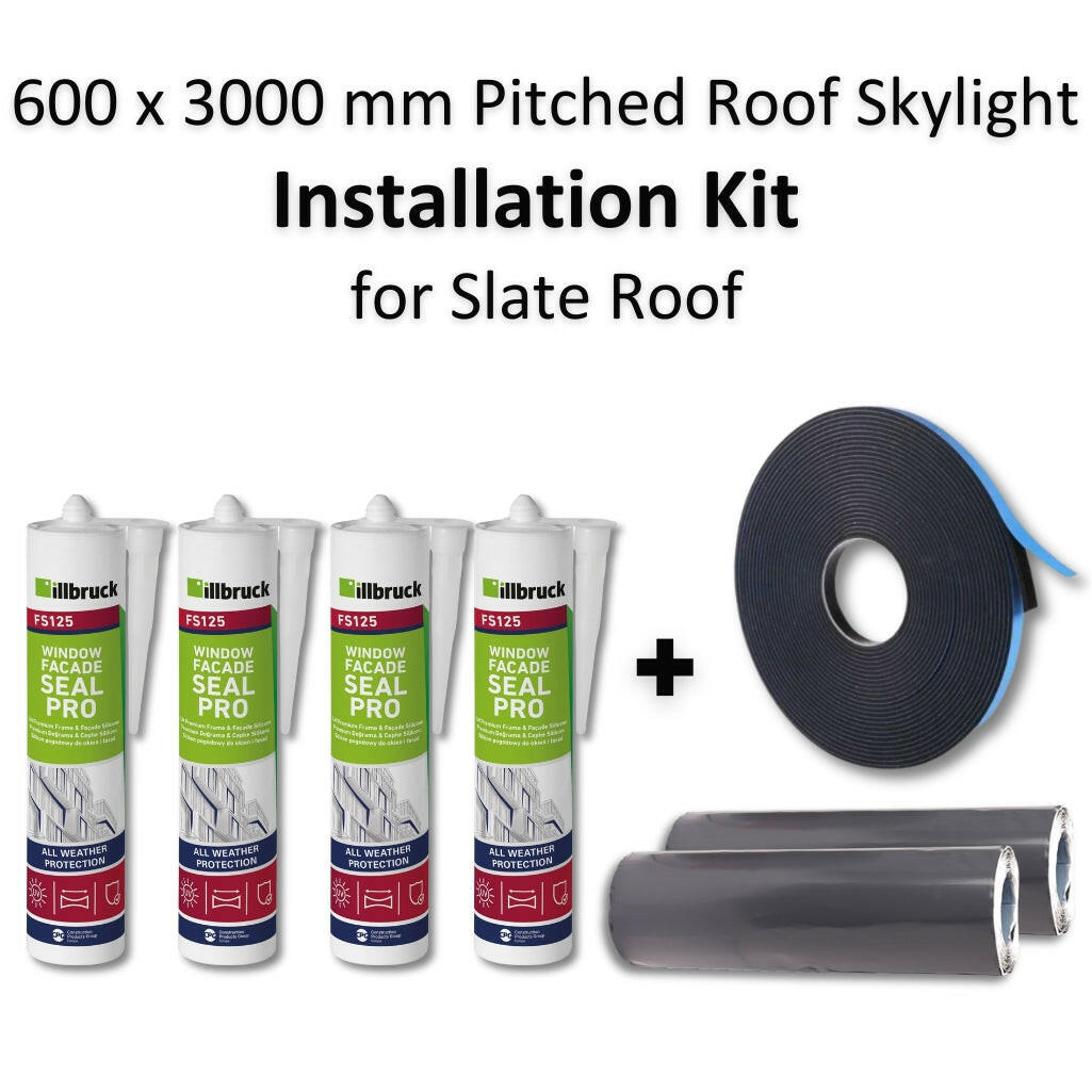 600 x 3000 mm Pitched Roof Skylight (Slate Roof) Installation Kit ...