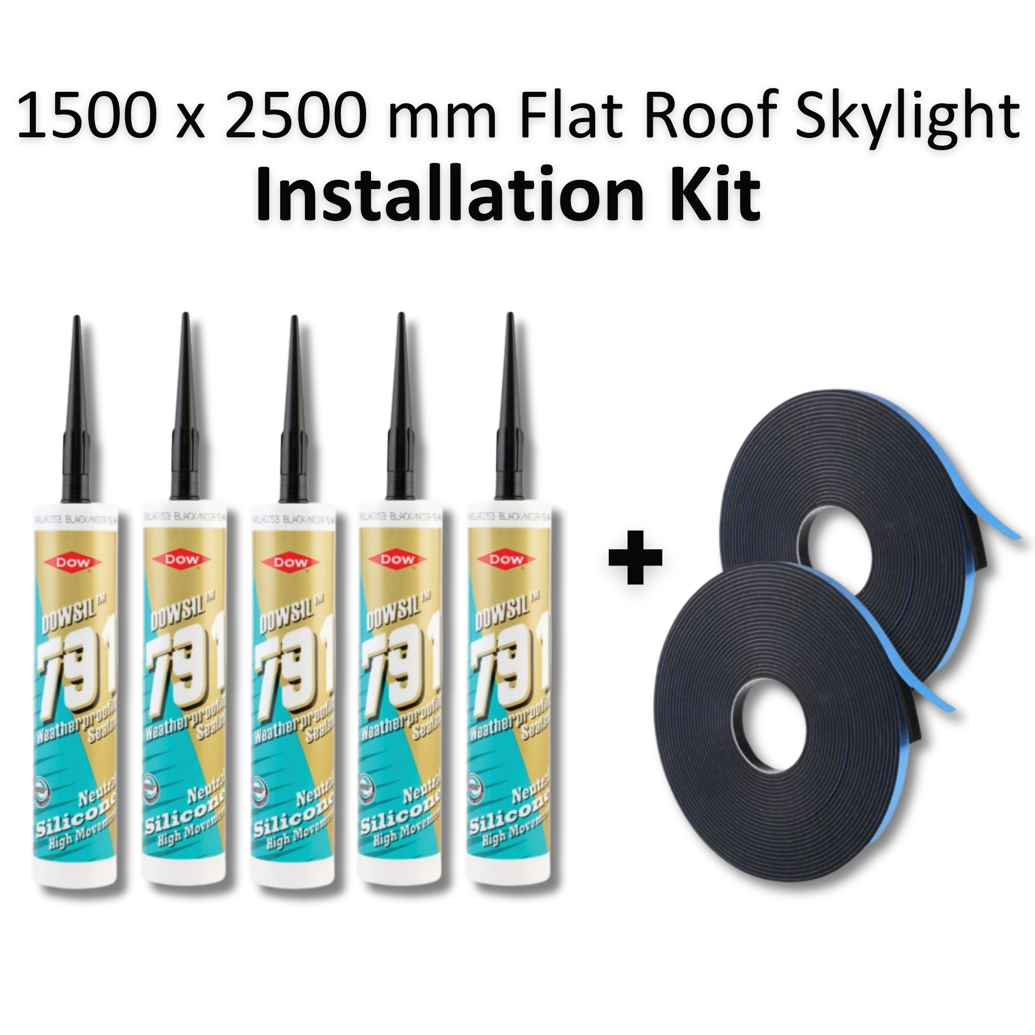 1500 x 2500 mm Flat Roof Skylight Installation Kit | Skylight Factory